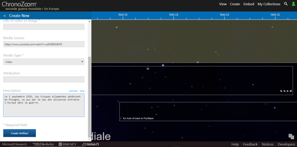 ChronoZoom:un service en ligne pour créer et visualiser des frises ...